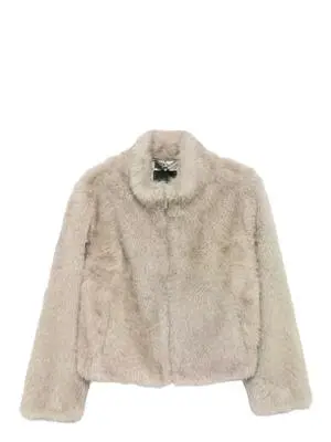MARCCAIN Faux Fur Funnel Neck Jacket - Neutrals