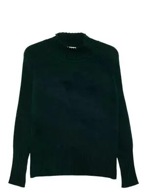 BEYOU Ribbed-trim Raglan-sleeve Sweater - Green
