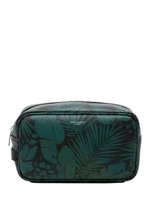 Saint Laurent 2021 Grain De Poudre Tropical Palm Pouch - Blue