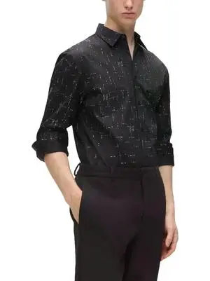 Karl Lagerfeld Monogram Rhinestone Shirt - Black