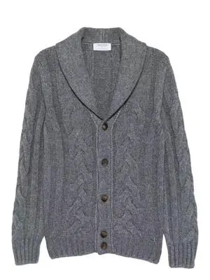 GRAN SASSO Shawl Collar Cable Knit Cardigan - Grey