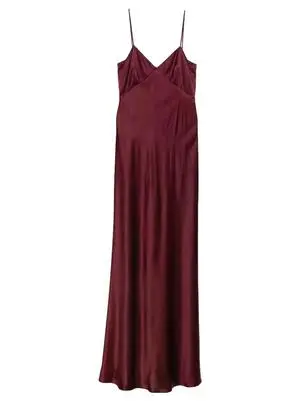 Max Mara Satin Spaghetti Strap Maxi Dress - Red