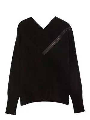 D.exterior Zip-detail V-neck Sweater - Brown