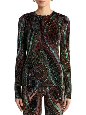 Etro Chenille Jacquard Sweater With Paisley Motif - Grey