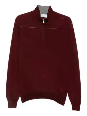 GRAN SASSO Gran Sasso Quarter-Zip Wool Sweater Red