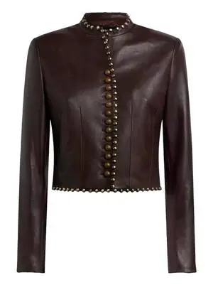 Etro Cropped Leather Jacket With Studs - Red