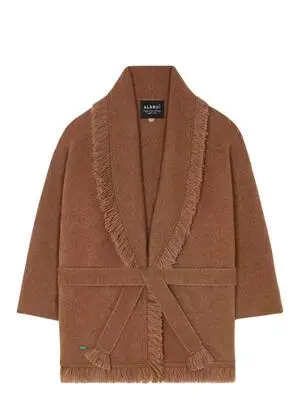 Alanui Belted Knitted Cardigan With Fringe - Brown