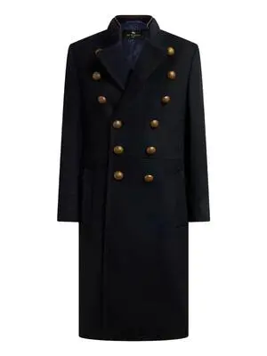 Etro Double-breasted Wool-blend Cloth Coat - Blue