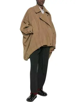 UMA WANG Oversized Asymmetric Hem Cape - Brown