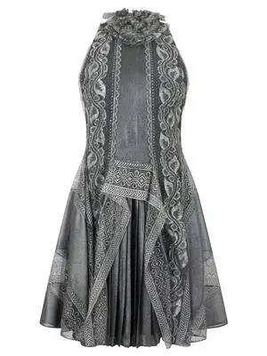 Alberta Ferretti Sleeveless Pleated Mini Dress - Grey
