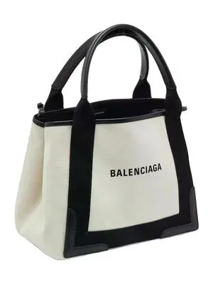 Balenciaga Navy Cabas Tote Bag - White