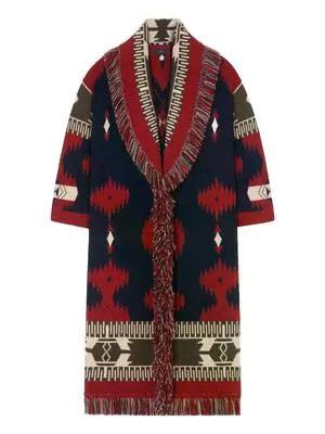 Alanui Icon Jacquard Fringed Coat - Blue