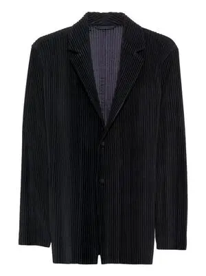 Issey Miyake Pleated Notch-lapel Blazer - Blue