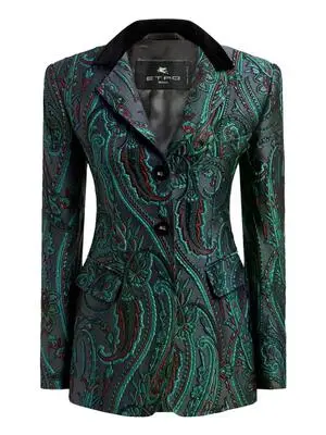 Etro Paisley Motif Jacquard Single-breasted Jacket - Grey