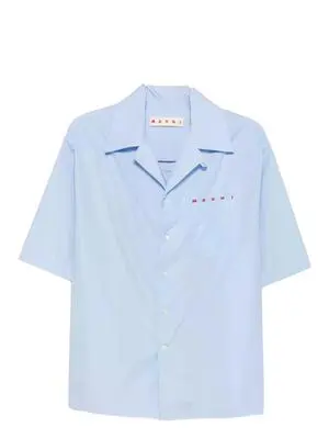 Marni Logo-print Camp-collar Shirt - Blue