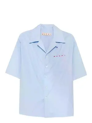Marni Logo-print Camp-collar Shirt - Blue