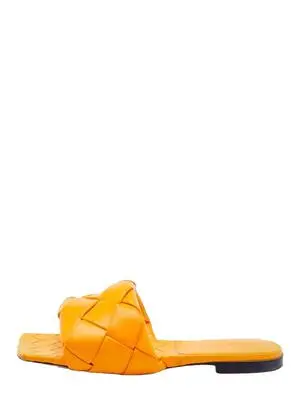 Bottega Veneta Bottega Veneta Orange Calf Leather Intrecciato Weave Slip-On Sandals Orange