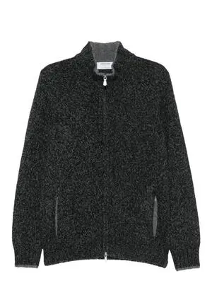 GRAN SASSO Zip-up Wool Cardigan - Black