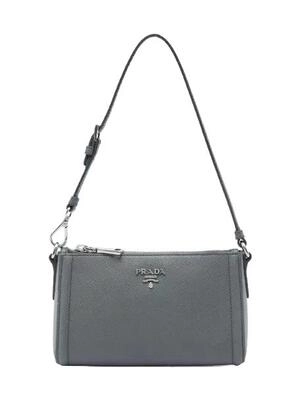 Prada Saffiano Lux Pochette Shoulder Bag - Grey