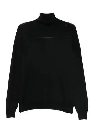 GRAN SASSO Fine Knit Wool Roll Neck Sweater - Black