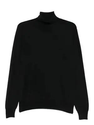 GRAN SASSO Fine Knit Wool Roll Neck Sweater - Black