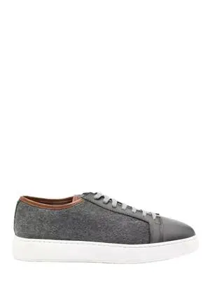 SANTONI Santoni Cashmere And Leather Low-Top Sneakers