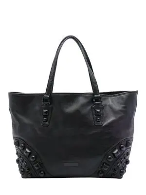 Burberry 2000-2017 Large Studded Leather Nickie Tote Bag - Black