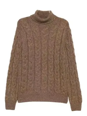GRAN SASSO Cable-knit Roll Neck Sweater - Brown