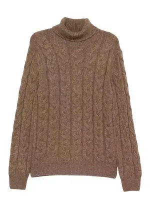 GRAN SASSO Cable-knit Roll Neck Sweater - Brown