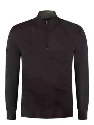 Paul & Shark Half-zip Waffle Knit Sweater - Brown