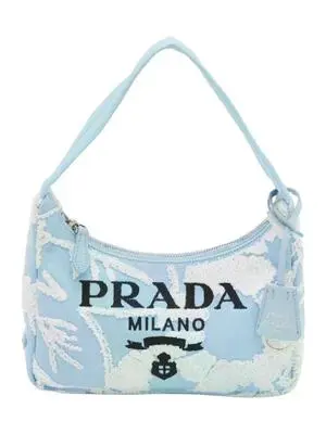 Prada Re-edition 2005 Embroidered-logo Shoulder Bag Blue