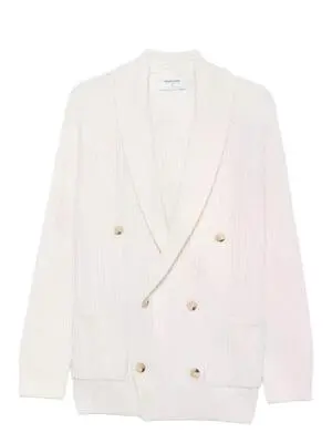 GRAN SASSO Double-breasted Ribbed-knit Cardigan - White