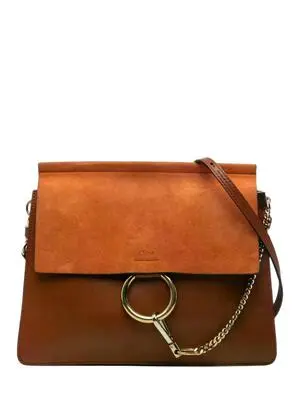 Chloé Faye Medium Calfskin And Suede Crossbody Bag - Brown