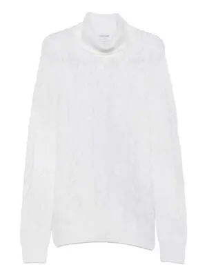 GRAN SASSO Cable Knit Roll Neck Sweater - White