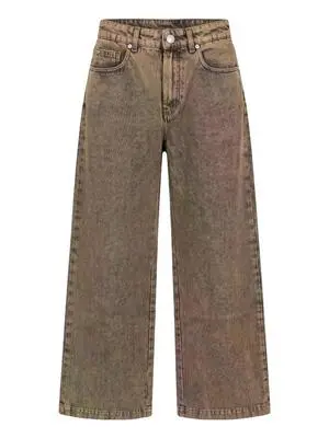 MOORER Acid Wash Wide Leg Jeans - Neutrals