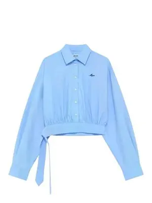 MSGM Cropped Tie-fastening Shirt - Blue