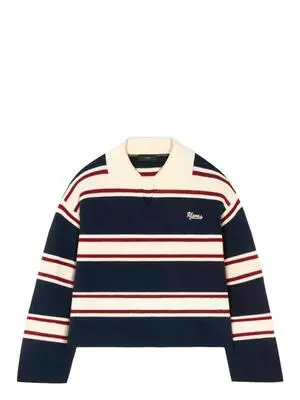 ALANUI Alanui Striped Embroidered-Logo Polo Sweater