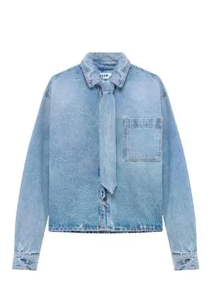 MSGM Neck-tie Denim Shirt