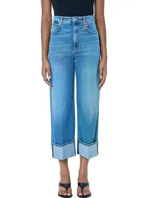Sportmax Sportmax Cropped Turned-Up Jeans Blue