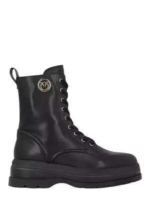 Pinko Love Birds Lace-up Combat Boots - Black