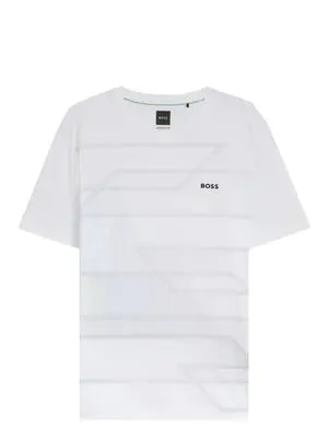 BOSS Geometric-print Logo-detail T-shirt - White