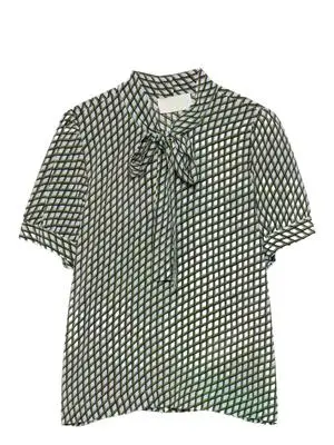 I BLUES Geometric Print Pussy-bow Blouse - Green