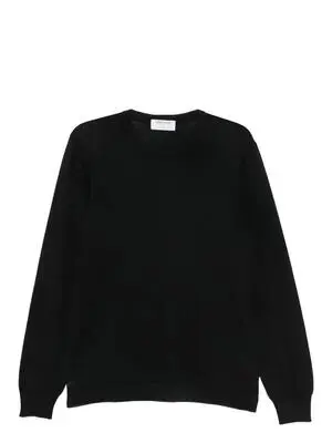 GRAN SASSO Crew Neck Fine Knit Sweater - Black