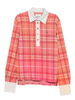 VIVIENNE WESTWOOD Check-pattern Long-sleeve Polo Shirt - Red