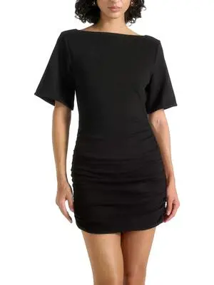 Manière De Voir Ruched Open-back Mini Dress - Black
