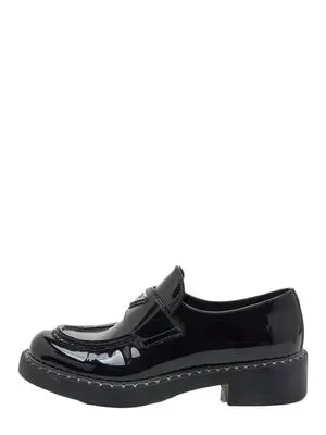 Prada Patent Leather Triangle Logo Platform Loafers - Black