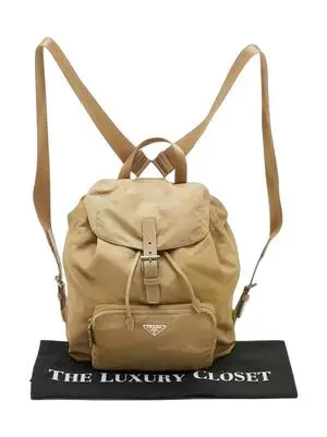 Prada Prada Beige Nylon Drawstring Backpack Neutrals
