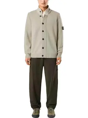 Stone Island Logo Patch Button-up Sweater - Neutrals