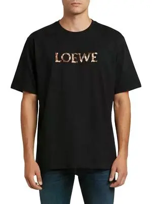 Loewe Anagram Embroidered T-shirt - Black