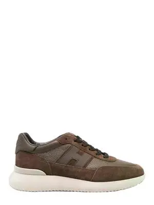 Hogan Paneled Lace-up Sneakers - Brown